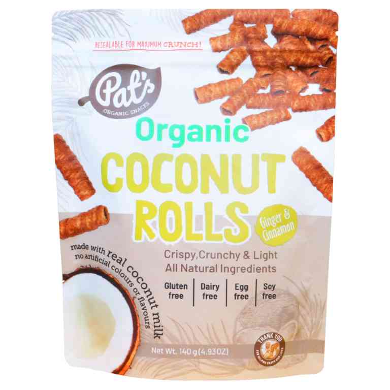 Ginger Cinnamon Organic Coconut Rolls 140g /12 – Real Food Distributors